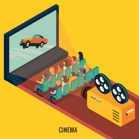 People Watching Movie In Cinema Theater Stock Vector Illustration Of