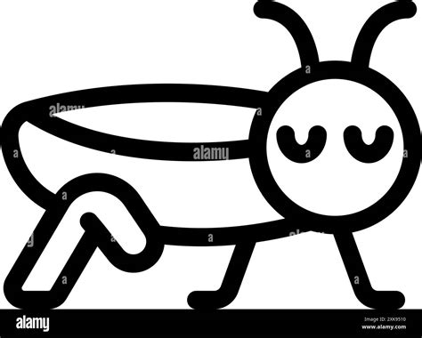 Simple Line Drawing Of A Cartoon Grasshopper Standing On Four Legs