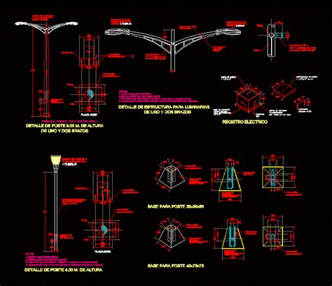Light Pole Structure Detail 2d View CAD Block Layout File In Autocad
