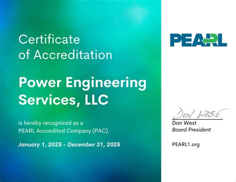 Power Engineering Services Llc Certificate Of Accreditation