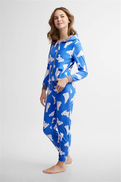 1 Piece Hooded Microfleece Pajamas Teenage Girl