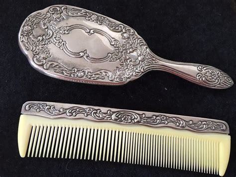Beautiful Vintage Silver Plate Comb And Brush Set Ebay Vintage