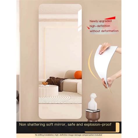 Acrylic Explosion Proof Soft Mirror Dressing Mirror Wall Mounted Hole Free Self Adhesive