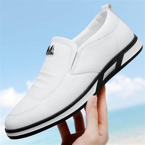 남성용 캐주얼 가죽 로퍼 통기성 단색 브랜드 플랫 모카신 운전 신발 Aliexpress