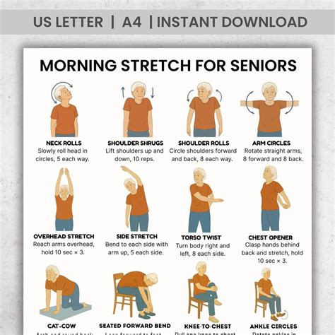 Chair Yoga And Gentle Morning Stretches For Seniors Printable 16 Easy