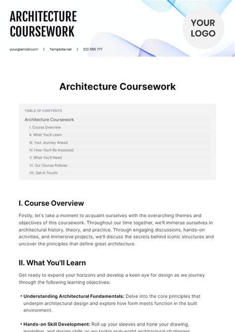 Free Architecture Coursework Template To Edit Online