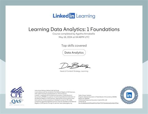Completion Certificate For Data Analytics Agatha Annabella Posted On