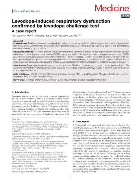 Pdf Levodopa Induced Respiratory Dysfunction Confirmed By Levodopa