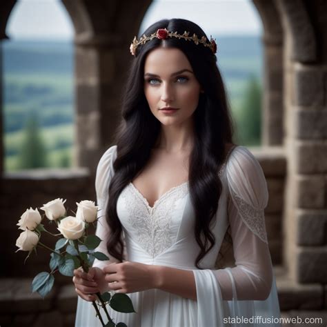 Medieval Woman With Rose Stable Diffusion Online