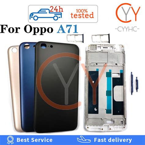 สําหรับ Oppo A71 Cph17 Cph1801 ฝาหลังแบตเตอรี่ปุ่มปรับระดับเสียงปิดสายไฟฝาครอบแบตเตอรี่ประตู