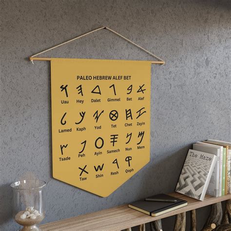 Paleo Hebrew Aleph Bet Chart On Pennant Hanging Wall Sign Hebrew