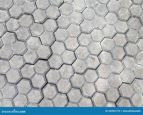 Pavement Hexagonal Stone Background Hexagonal Paving Cobble Texture Laid On City Street Stock