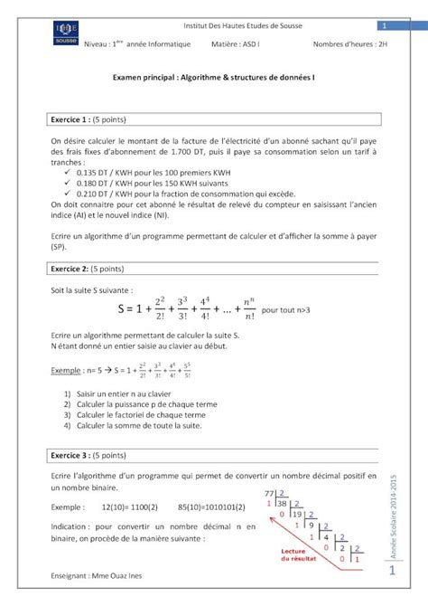 Pdf Examen Principal Algorithme And Structures De Données Dokumentips