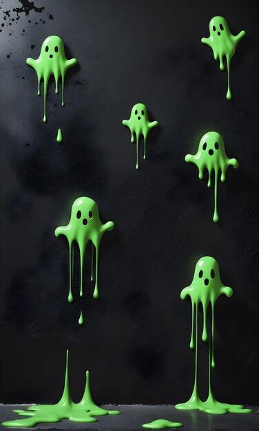 Premium Ai Image Green Ghost Halloween Background Illustration