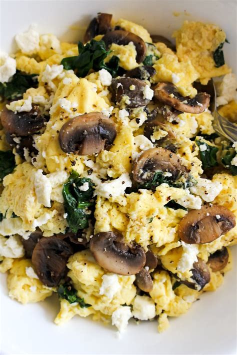 Mushroom Feta Scrambled Eggs The Two Bite Club