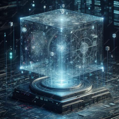Hightech Data Cube With Ancient Spells And Cosmic Knowledge Mystical