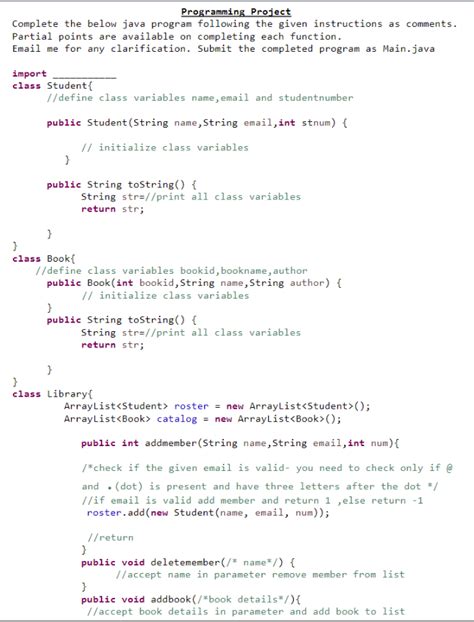 Solved Programming Project Complete The Below Java Program