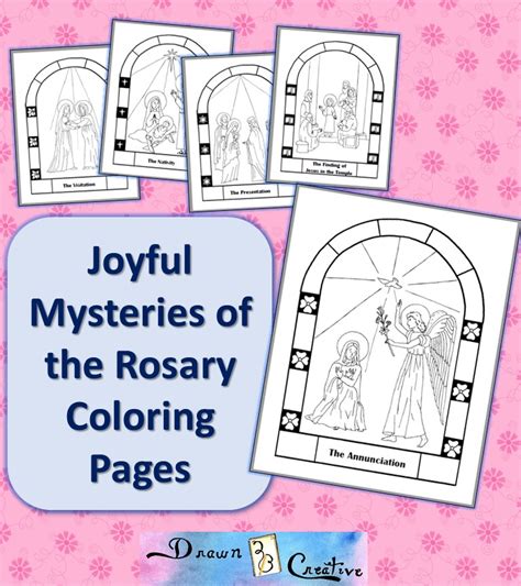 The First Joyful Mystery Of The Rosary The Annunciation Coloring Page Drawn2bcreative