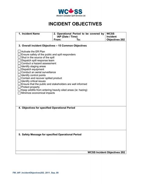 Incident Objectives Wcss