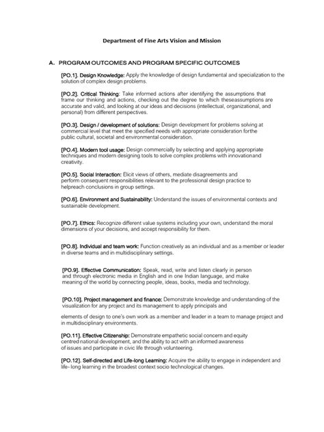 Program Outcomes And Program Specific Outcomes Pdf