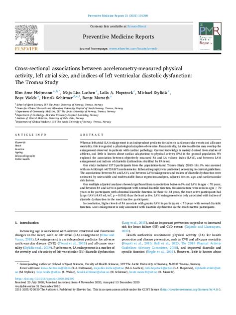 Pdf Cross Sectional Associations Between Accelerometry Measured Physical Activity Left Atrial