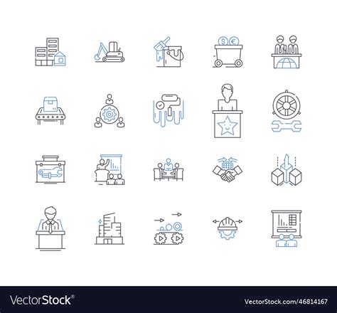 Market Operation Line Icons Collection Trading Vector Image