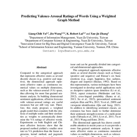 Predicting Valence Arousal Ratings Of Words Using A Weighted Graph