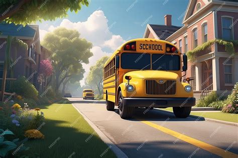 Premium Photo Back To School Design Template With School Bus Running