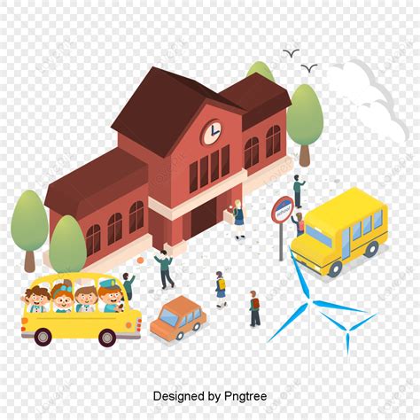 漂亮酷卡通可愛學生上學校車學校剪貼畫卡通漂亮psd圖案素材免費下載，可愛卡通圖片，尺寸1200 × 1200px Lovepik