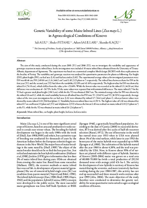 Pdf Genetic Variability Of Some Maize Inbred Lines Zea Mayslin