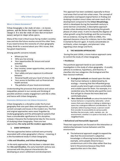 Geography 3 Unit 1 Pdf Geography Urban Geography