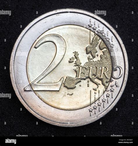 Common Side Of 2 Euro Coin Shows Map Of Europe With A Background