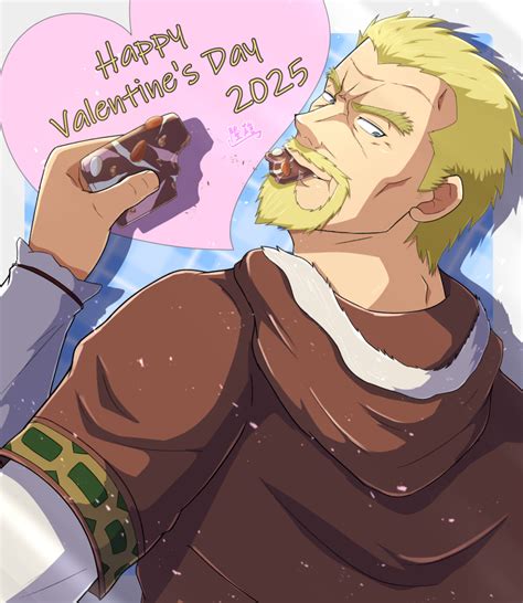 Safebooru 1boy Askeladd Beard Blonde Hair Blue Eyes Chocolate Eating
