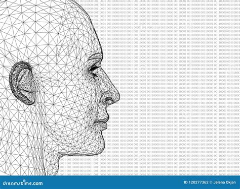 Abstract Human Head With Binary Code Stock Illustration Illustration