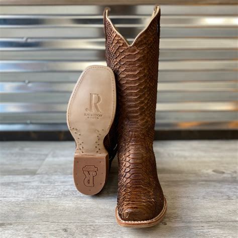 Womens R Watson Sand Matte Python Boots Martin Boot Company