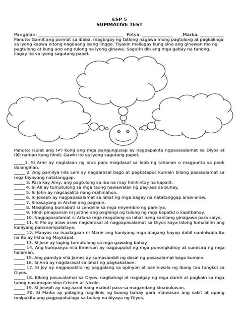 Esp Summative Test Pdf