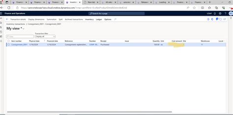Consignment Inventory Handling In D365 Finance And Operations