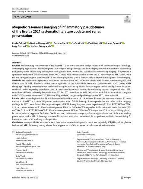 Pdf Magnetic Resonance Imaging Of Inflammatory Pseudotumor Of The