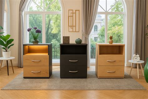 Modern Nightstand With Storage And Led Lighting Custom Maxwell