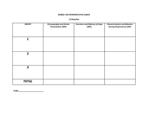 Rubric For Interpretative Dance Pdf