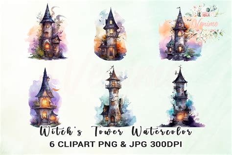 Witchs Tower Watercolor Clipart Graphic By Venime · Creative Fabrica