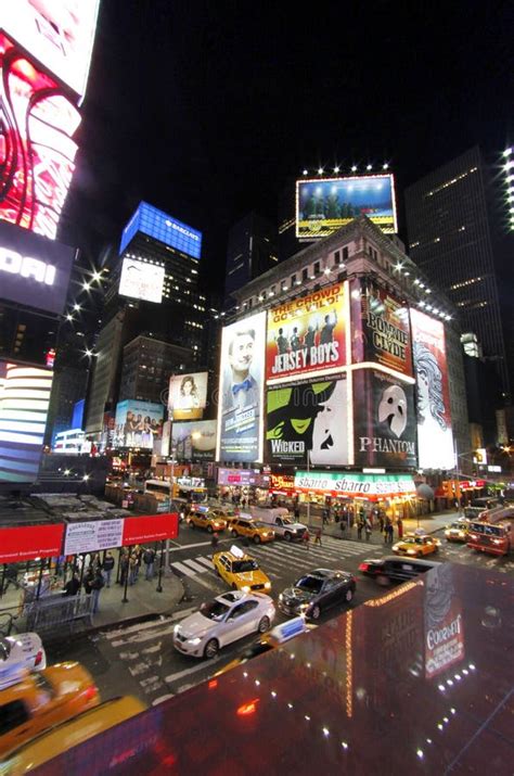Times Square Night View Vertical Editorial Stock Image Image Of