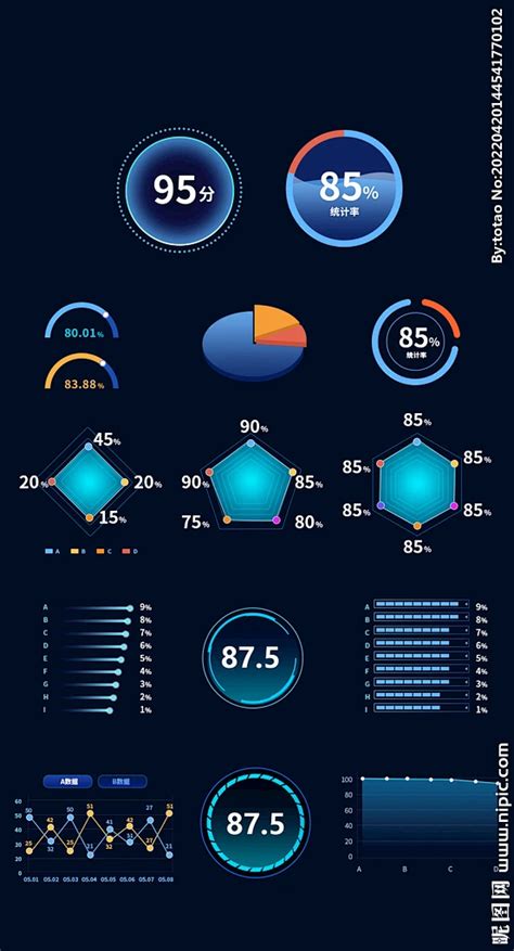 可视化统计信息图大屏元素 花瓣网