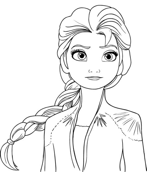 🖍️ Frozen Elsa With Braid Printable Coloring Page For Free