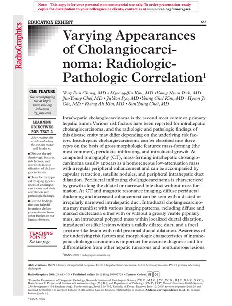 Pdf Varying Appearances Of Cholangiocarcinoma Radiologic Pathologic