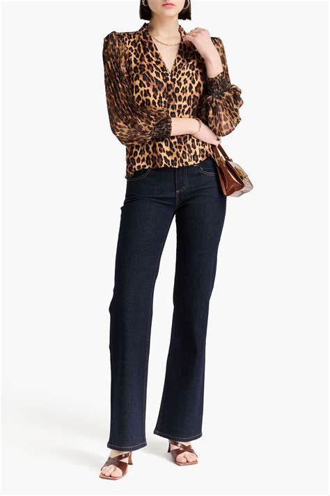 Alice Olivia Ilan Leopard Print Crepe De Chine Blouse The Outnet