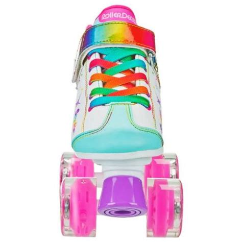 Rds Sparkle Girls Light Up Wheel White Rainbow Skates Roller Skate