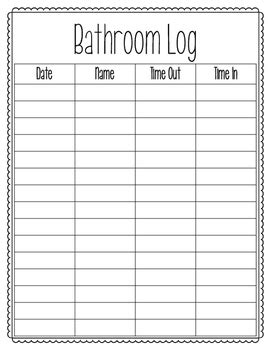 Free Bathroom Log By In My Teacher Era Mandy Tpt