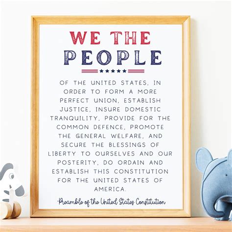 Constitution Wall Decor Preamble Wall Art Print Patriotic Decor