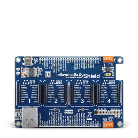 Mikromedia Plus For Stm32 Shield Board With 4 Mikrobus Host Sockets